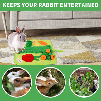 Rabbit Foraging Mat: Interactive Veggie Patch & Snuffle Mat for Bunnie ...
